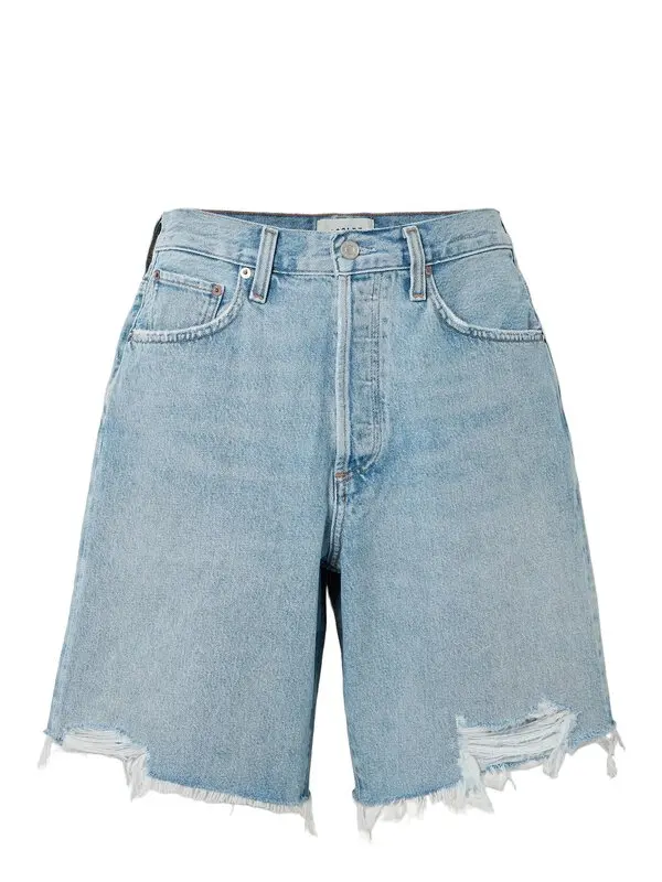 AGOLDE Indra Distressed Denim Shorts - Blue
