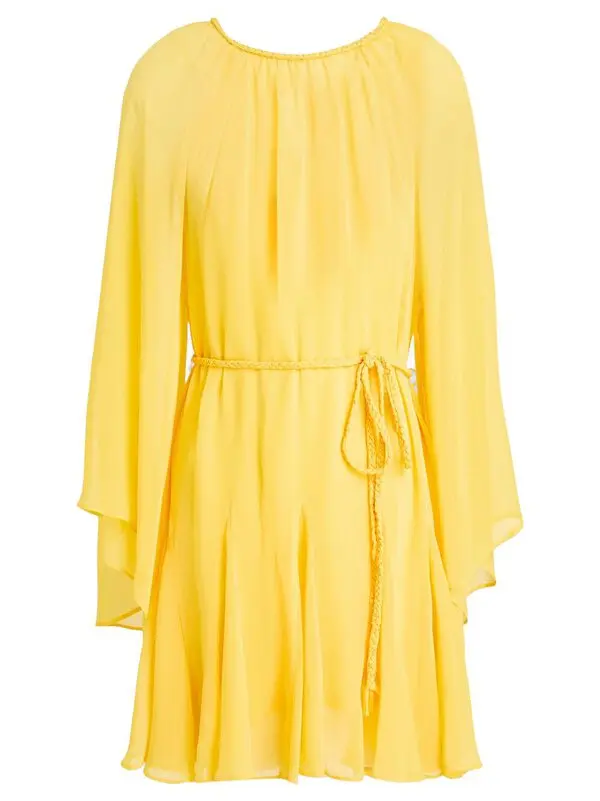 Alice + Olivia Belted Crepon Mini Dress - Yellow