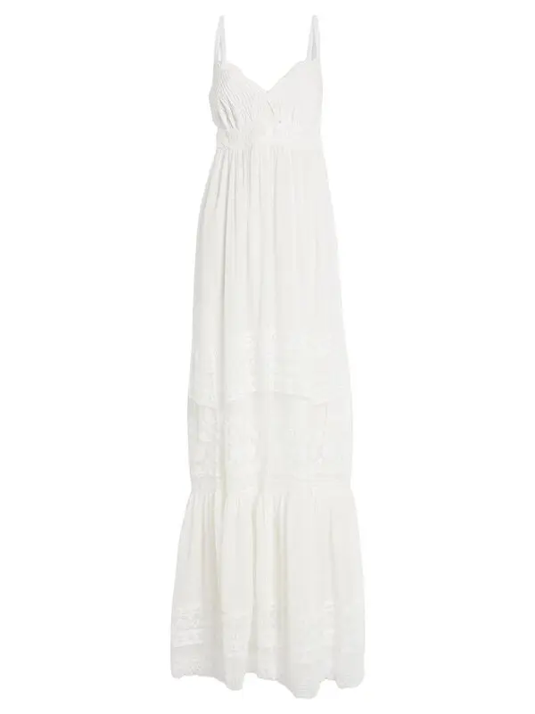 Saloni Naki Crinkled Cotton-gauze Maxi Dress - White