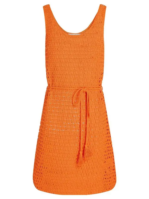 Alice + Olivia Alice Olivia Tomoko Crocheted Cottonblend Mini Dress - Orange