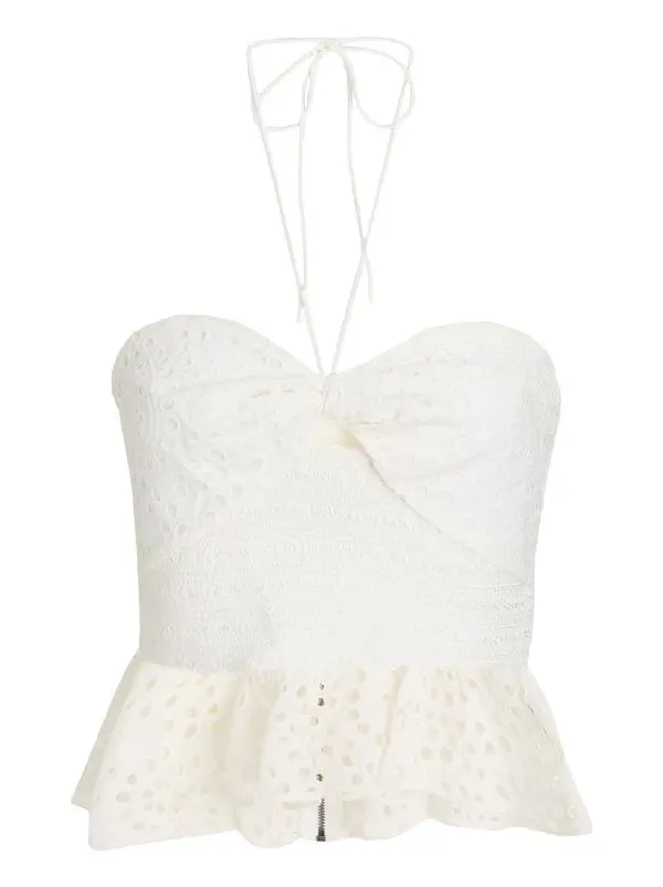 Alice + Olivia Livia Broderie Anglaise Top - Off-white
