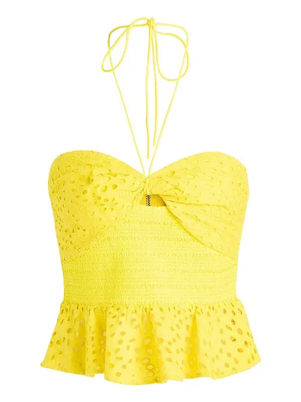Alice + Olivia Livia Broderie Anglaise Top - Yellow