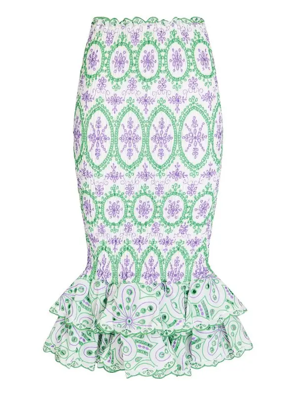 Charo Ruiz Ibiza Liliana Broderie Anglaise Midi Skirt - Lilac