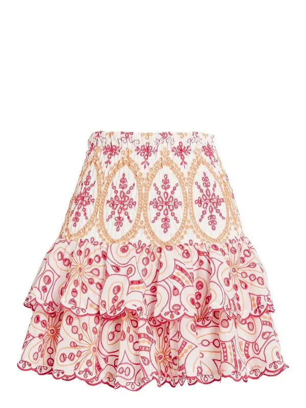 Charo Ruiz Ibiza Noa Broderie Anglaise Mini Skirt - Orange