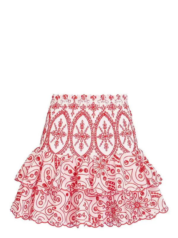 Charo Ruiz Ibiza Noa Broderie Anglaise Mini Skirt - Papaya