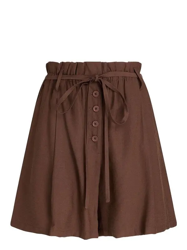 A.emery Cora Belted Twill Shorts - Brown