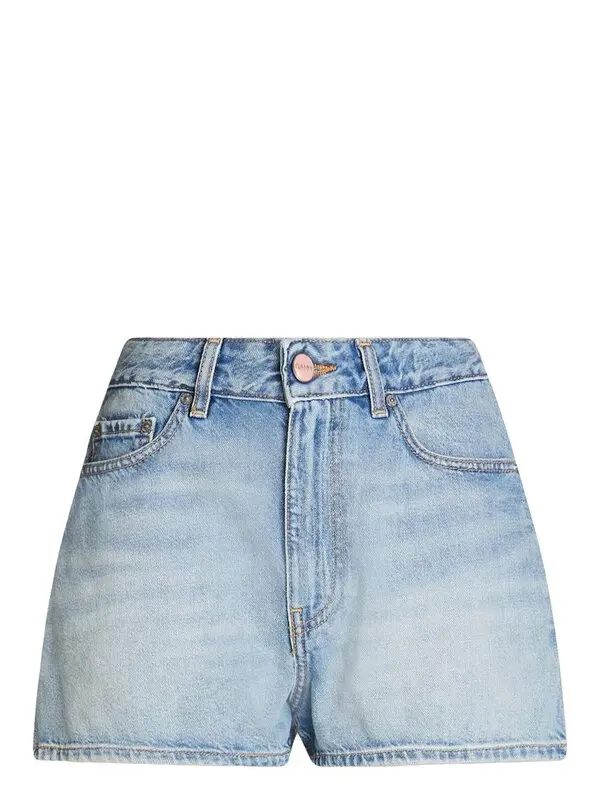 GANNI Faded Denim High-rise Shorts - Light Denim