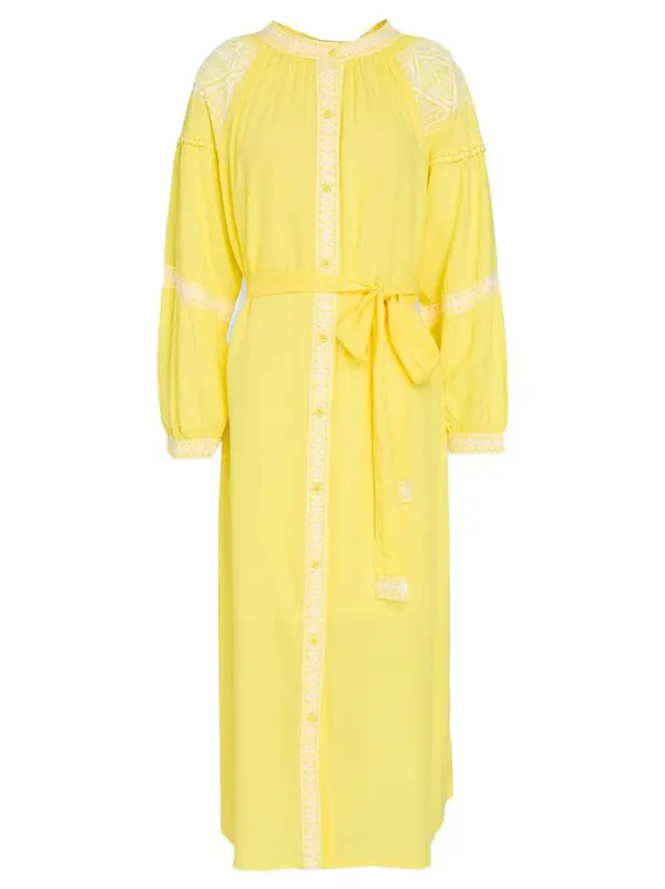 Melissa Odabash Ally Embroidered Voile Midi Dress - Yellow