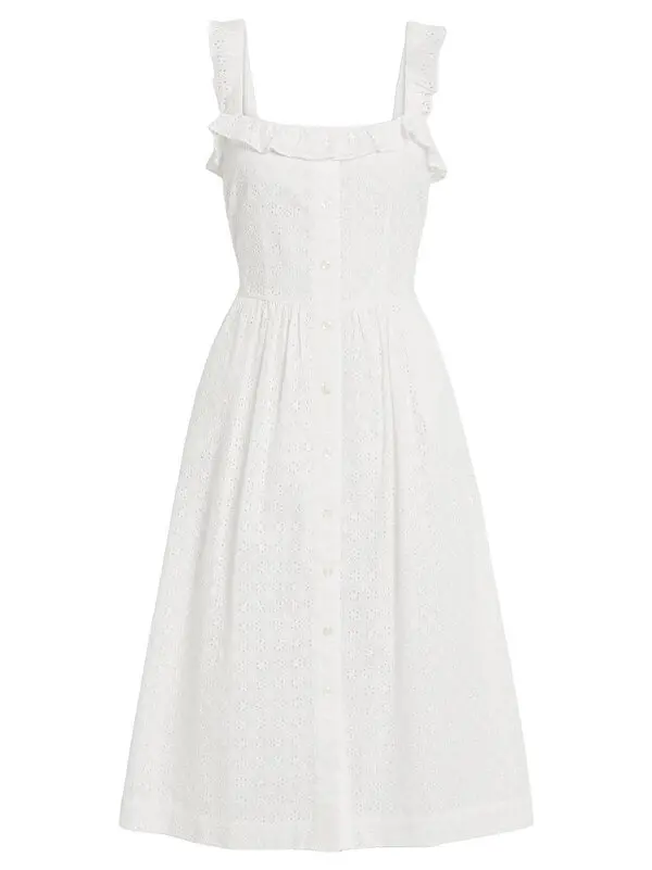 HVN Laura Broderie Anglaise Dress - Ivory