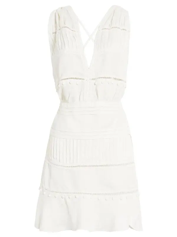 IRO PARIS Pavi Pompom-embellished Jacquard Mini Dress - Ivory