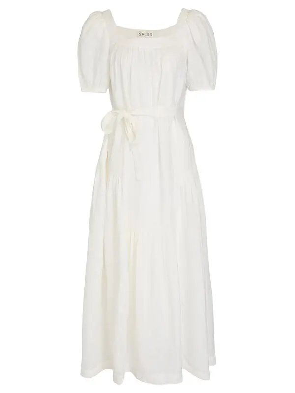 Saloni Yashi Tiered Maxi Dress - White