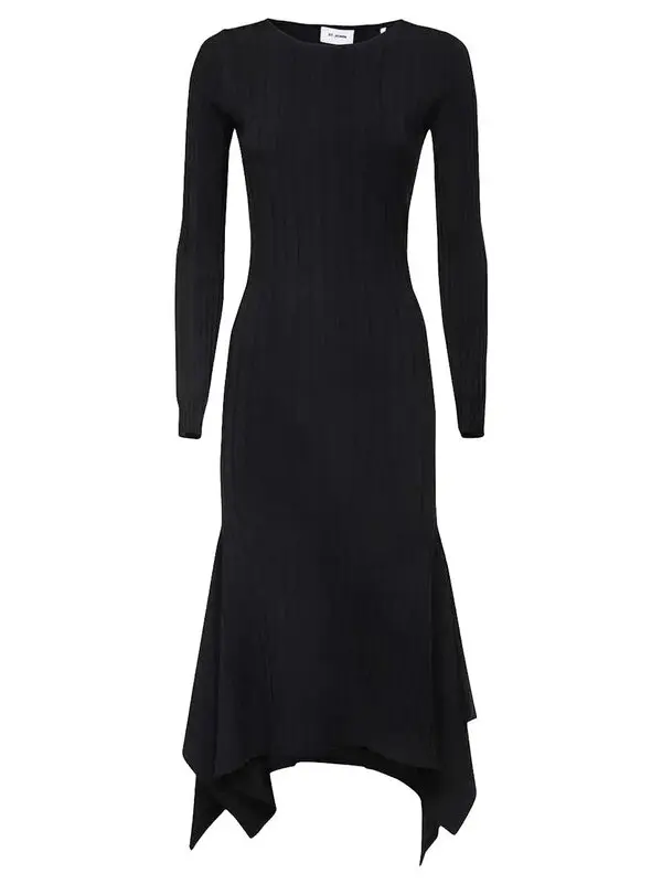 St. John Ribbed Maxi Dress - Black