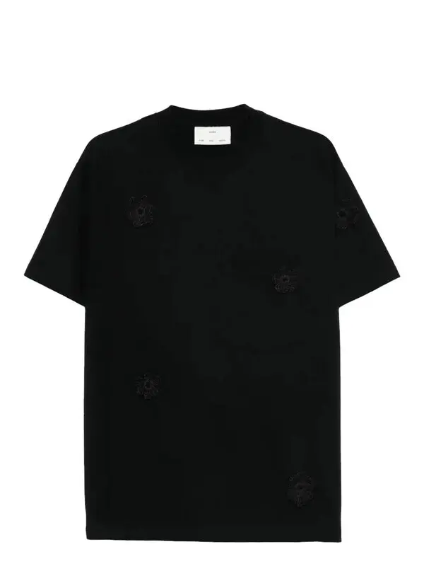 SONG FOR THE MUTE Daisy-appliqué T-shirt - Black