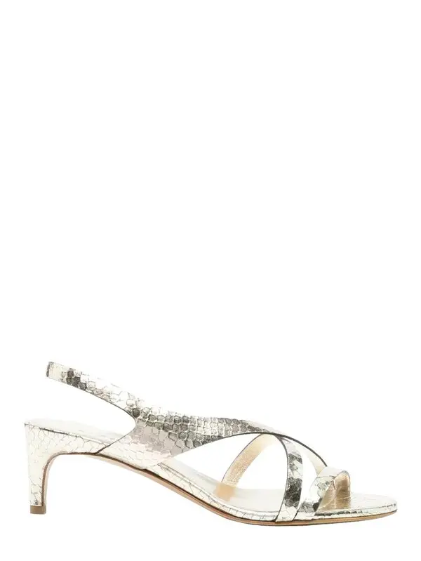 DEL CARLO 55mm Snakeskin-effect Sandals - Gold