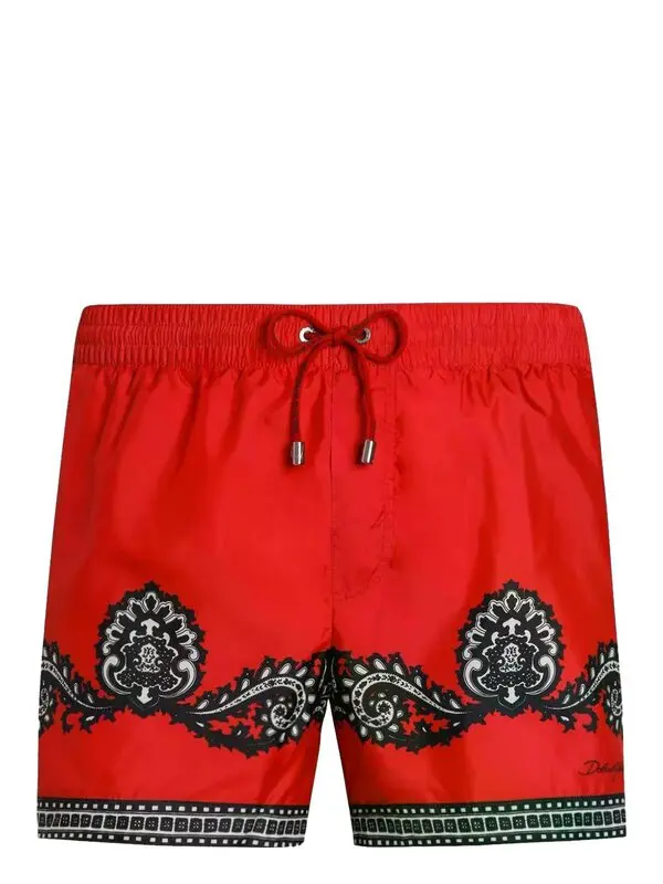 Dolce & Gabbana Printed Swim Shorts - Red