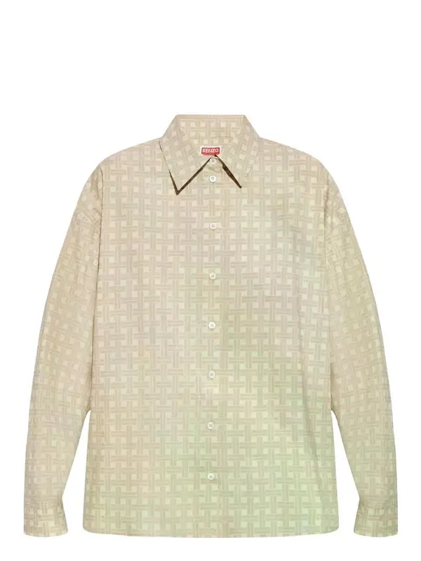 Kenzo Cotton-blend Graphic Print Shirt - Neutrals