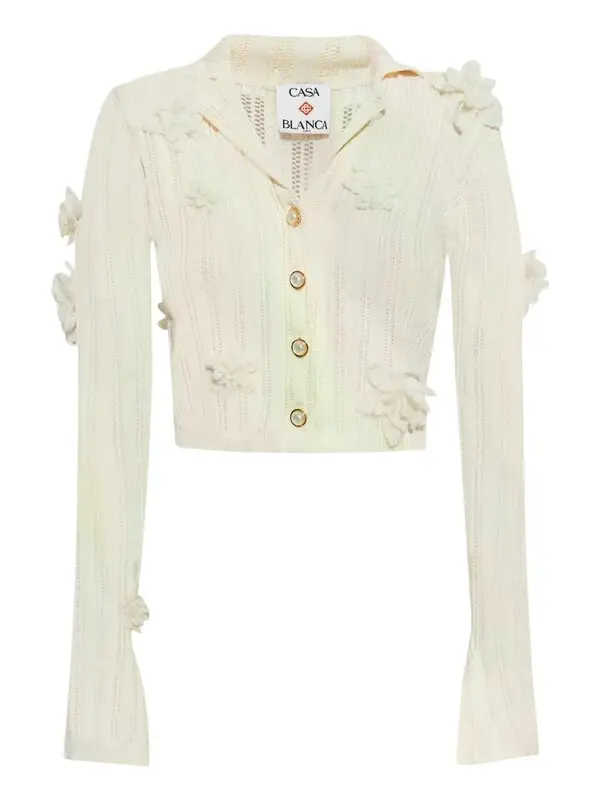 Casablanca Floral-appliqué Knit Top - White