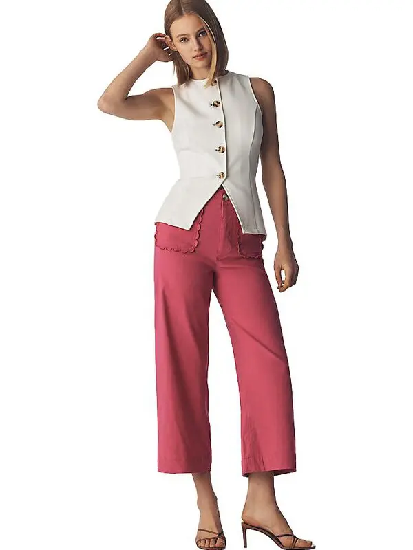 Maeve The Colette Scallop-pocket Pants - Medium Pink