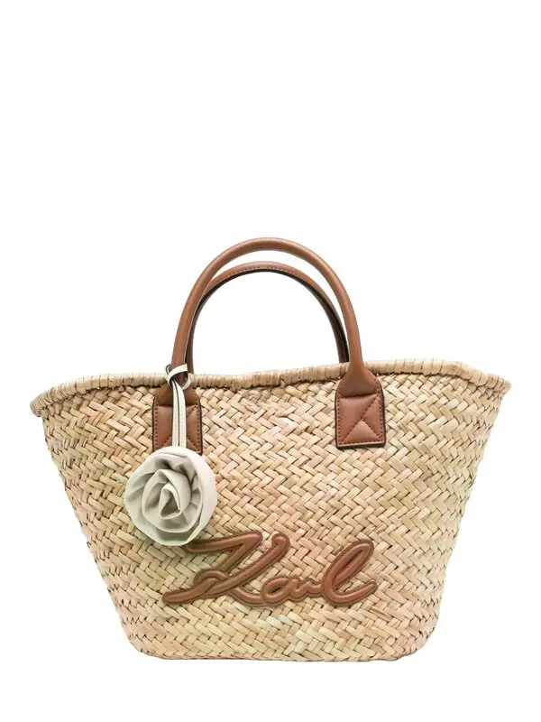 Karl Lagerfeld K/signature Medium Raffia Beach Bag - Brown