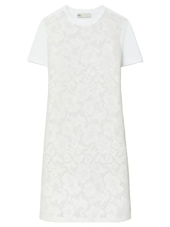 Tory Burch Corded Lace T-shirt Dress - White