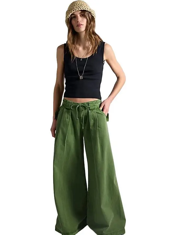 Free People Julien Wide-leg Chino Trousers - Green Treetop