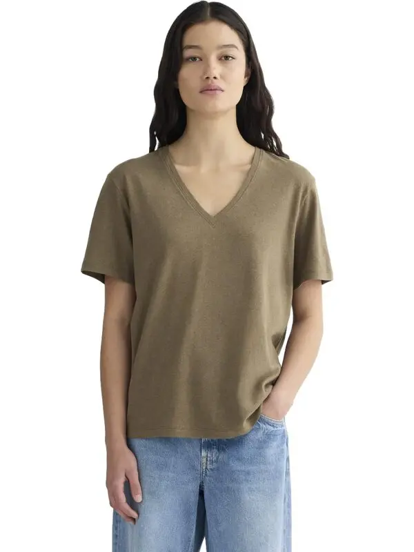 Everlane Slouchy V-neck T-shirt - Deep Taupe