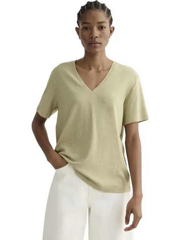Everlane Slouchy V-neck T-shirt - Eucalyptus