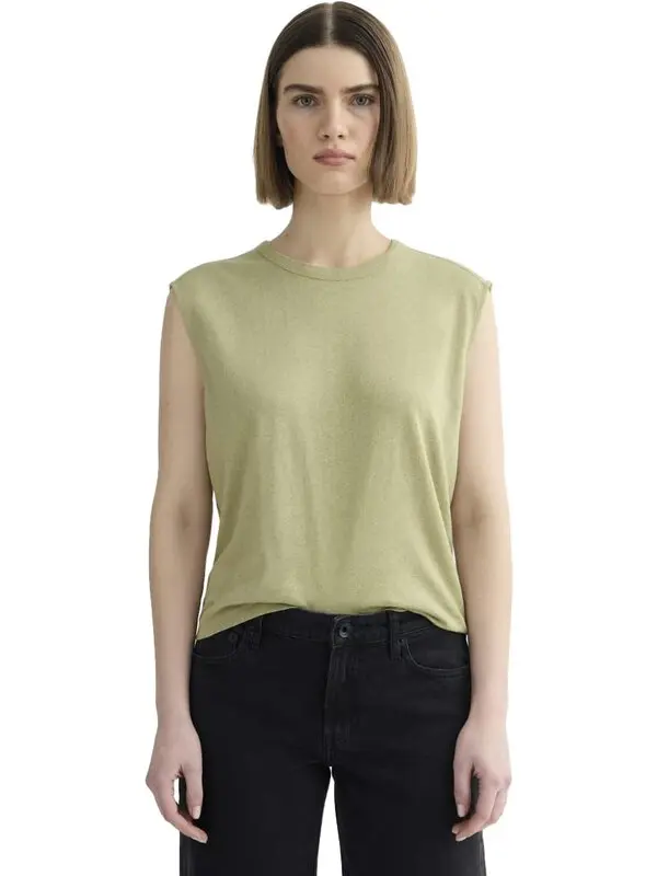 Everlane Muscle T-shirt In Cotton Linen - Eucalyptus