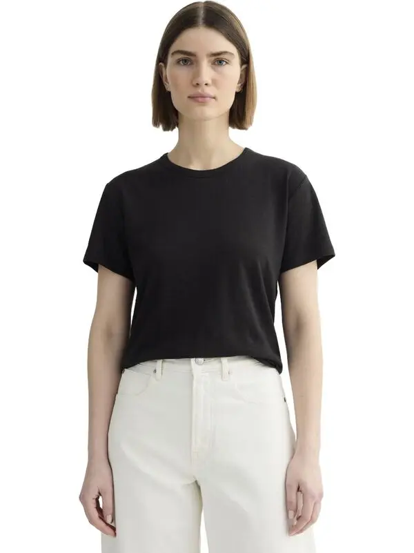 Everlane Box-cut Cotton Linen T-shirt - Black