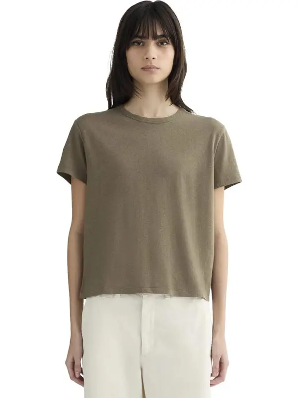 Everlane Box-cut Cotton Linen T-shirt - Deep Taupe