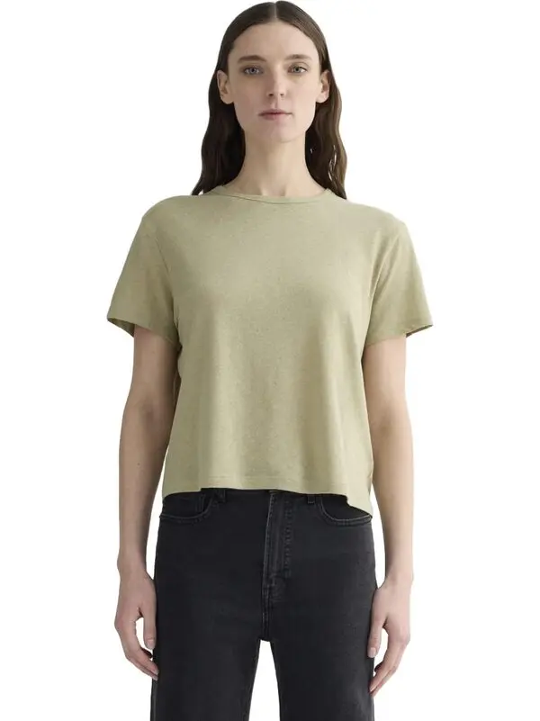 Everlane Box-cut Cotton Linen T-shirt - Eucalyptus