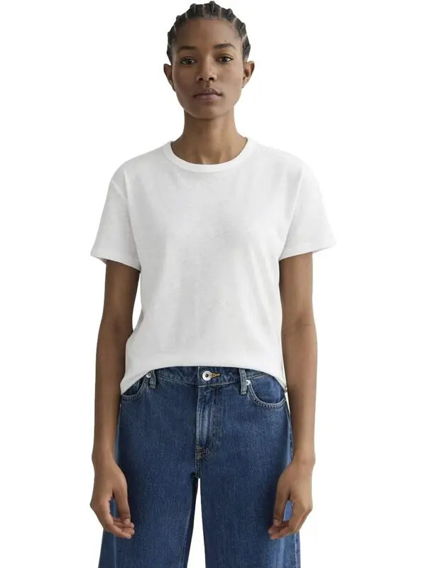 Everlane Box-cut Cotton Linen T-shirt - White
