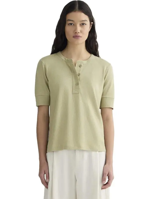 Everlane Cotton-linen Henley - Eucalyptus