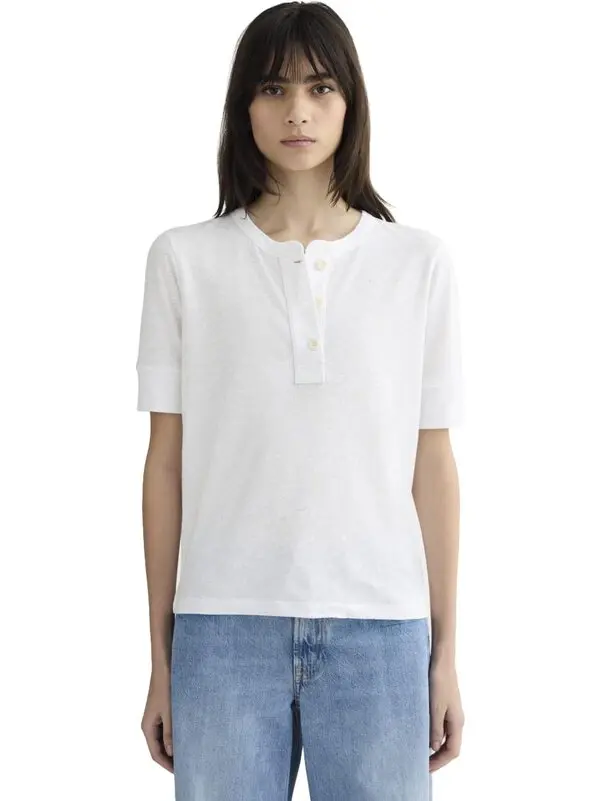 Everlane Cotton-linen Henley - White