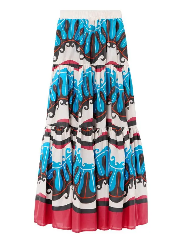 La DoubleJ Mother Printed Maxi Skirt - Blue
