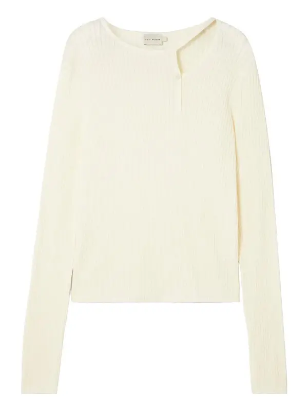 DEIJI STUDIOS Asymmetric Cutout Ribbed Cotton And Cashmere-blend Sweater - Cream