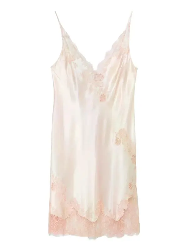 Carine Gilson Caudry Lace Silk Nightdress - Pink