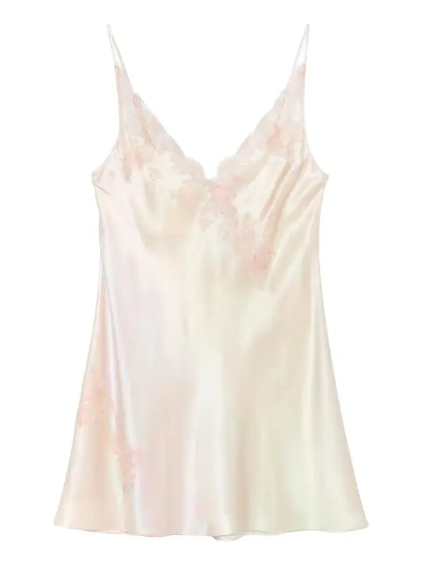 Carine Gilson Calais Caudry-lace Silk Nightdress - Neutrals