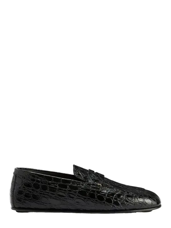 GIUSEPPE ZANOTTI Cristophe Crocodile-embossed Loafers - Black