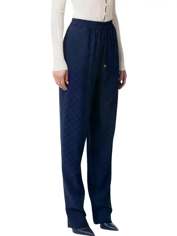 Elisabetta Franchi Diamond Jacquard Trousers - Blue