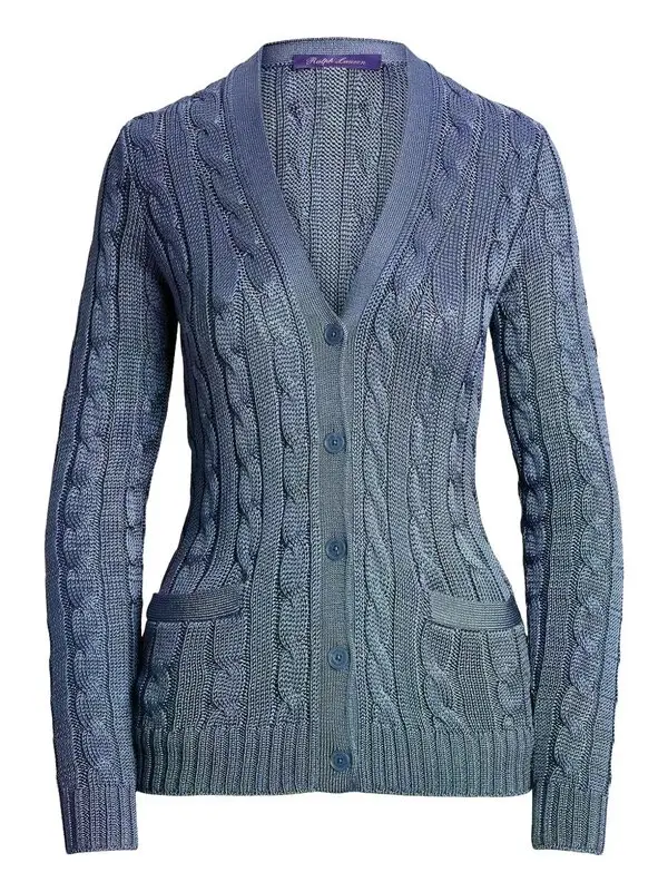 Ralph Lauren Cable-knit Silk Cardigan - Blue