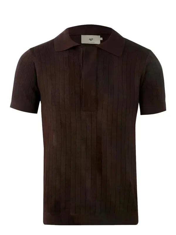MISCI Ribbed-knit Polo Shirt - Brown