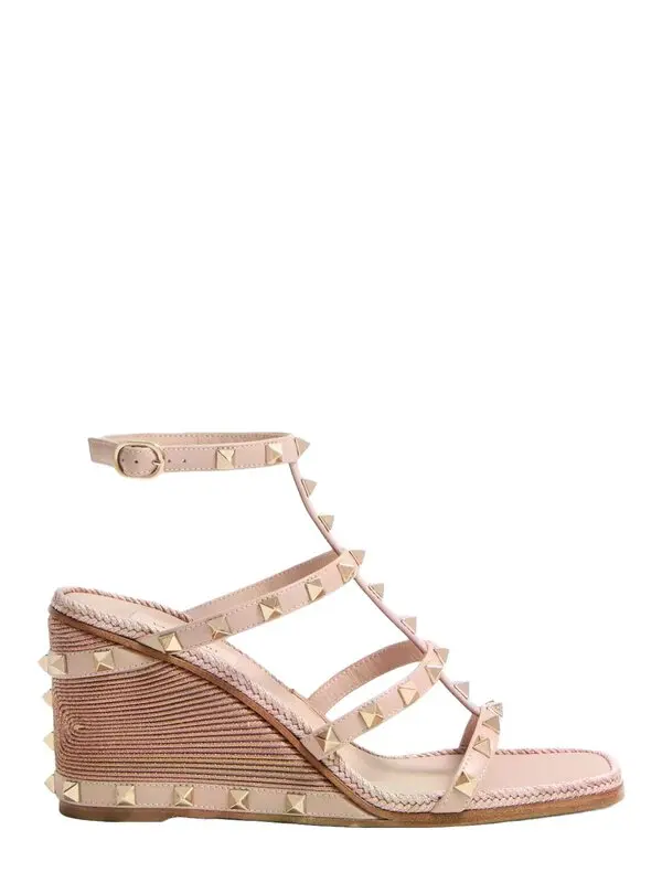 Valentino Garavani 80mm Rockstud Wedge Sandals - Pink