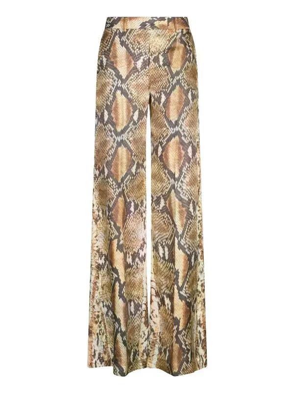 Roberto Cavalli Snakeskin-print Trousers - Brown