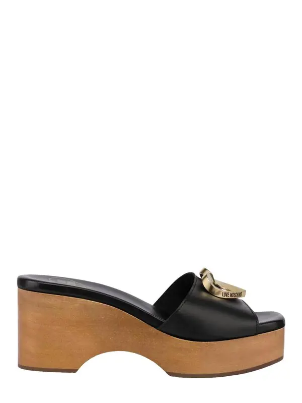 Moschino Logo-plaque Mules - Black