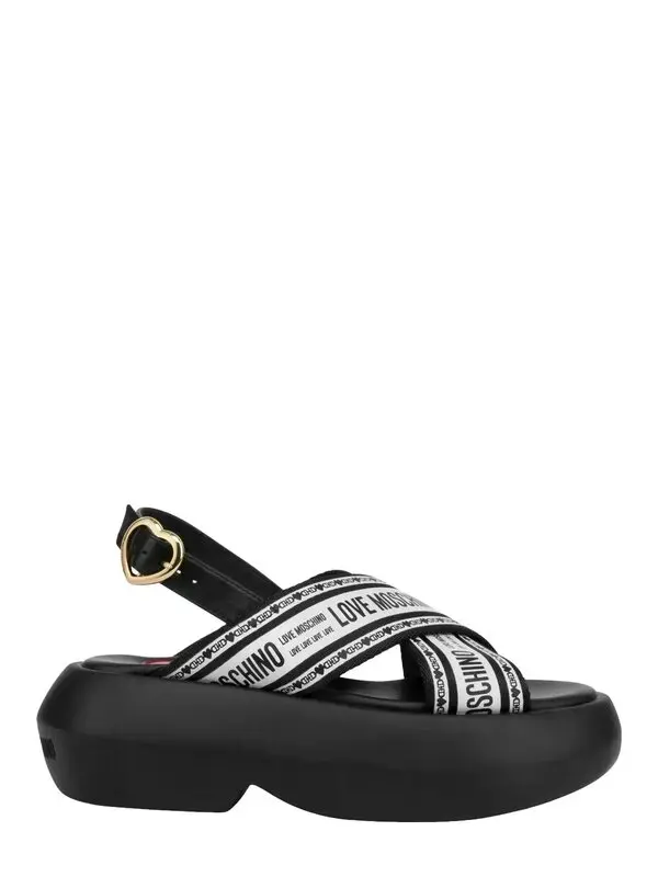 Moschino Logo-print Platform Sandals - Black