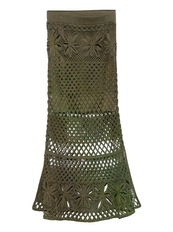 Pinko Crochet Midi Skirt - Green