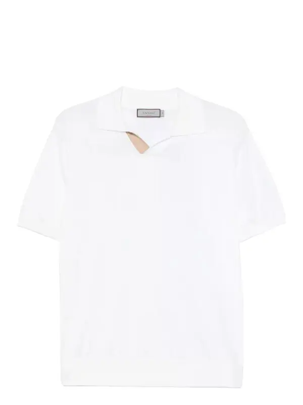 Canali Suede-detail Polo Shirt - White