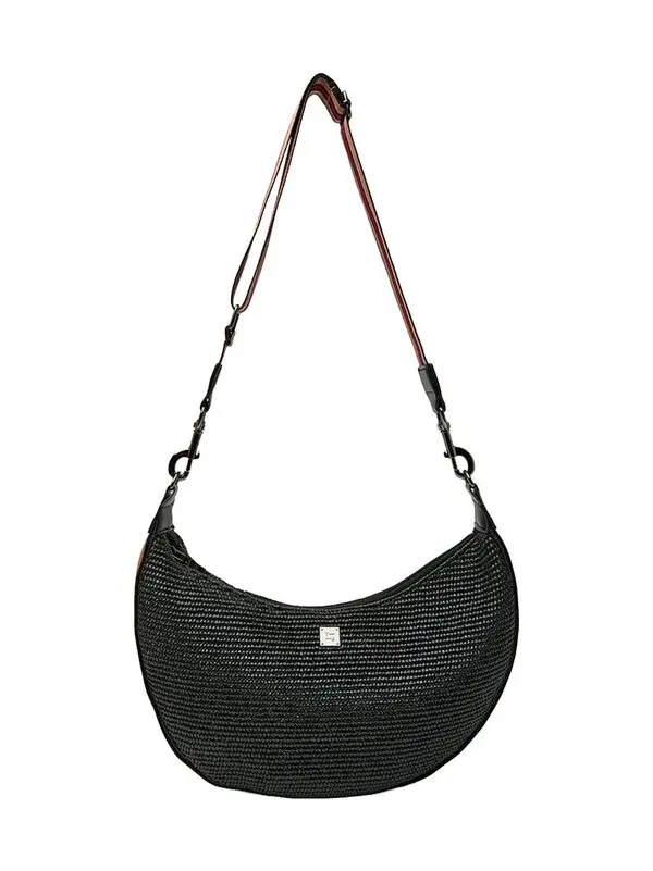 THINK ROYLN Soho Raffia Shoulder Bag - Black Raffia