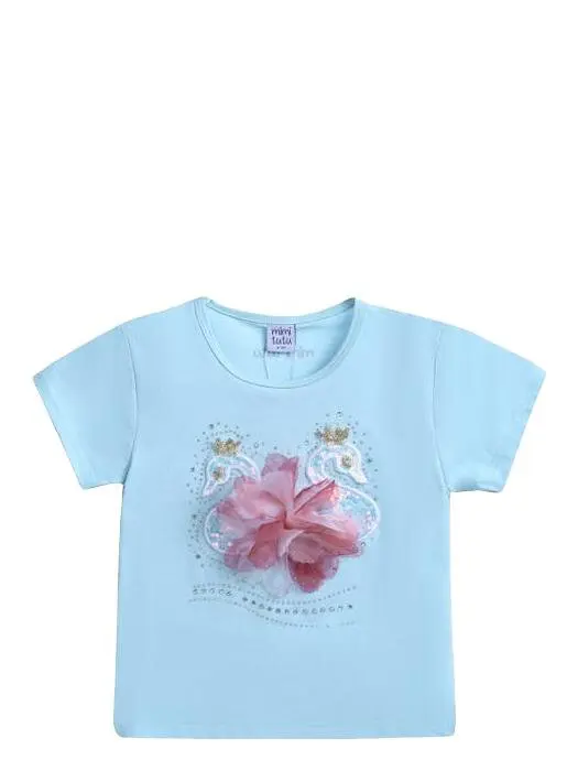 MIMI TUTU Swan Applique T-shirt - Blue